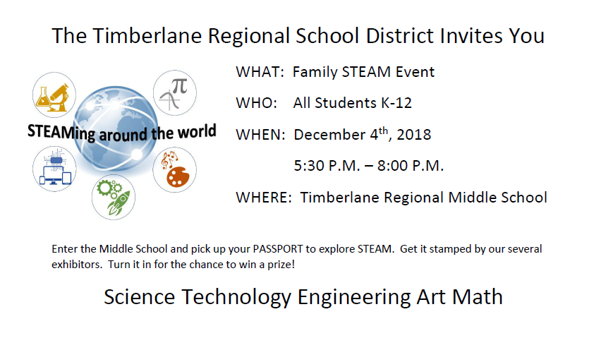 TRSD Family STEAM Event – December 4th, 5:30pm-8:00pm – Timberlane ...